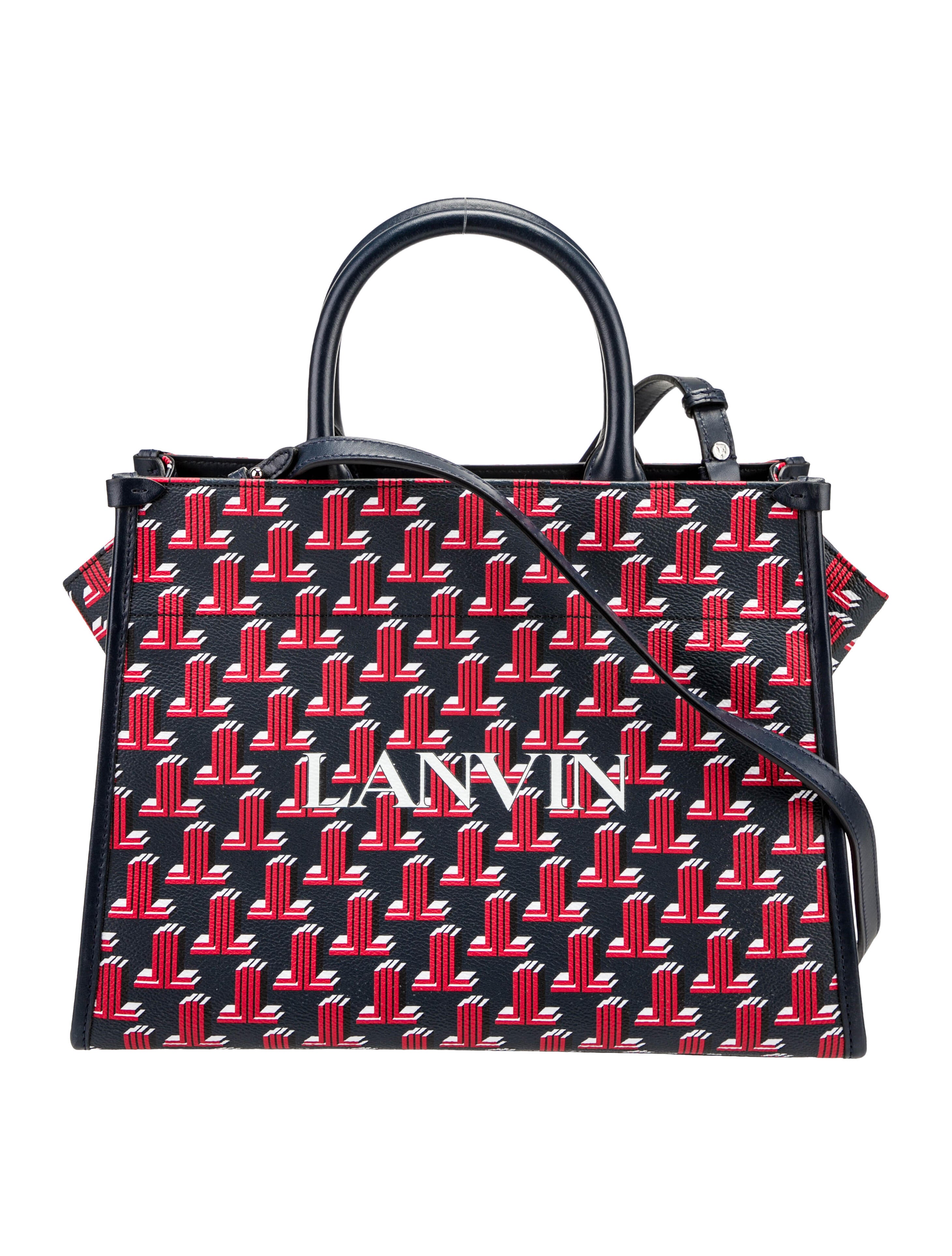 Lanvin Leather Trim Coated Canvas Tote Bag - Blue Totes, Handbags ...