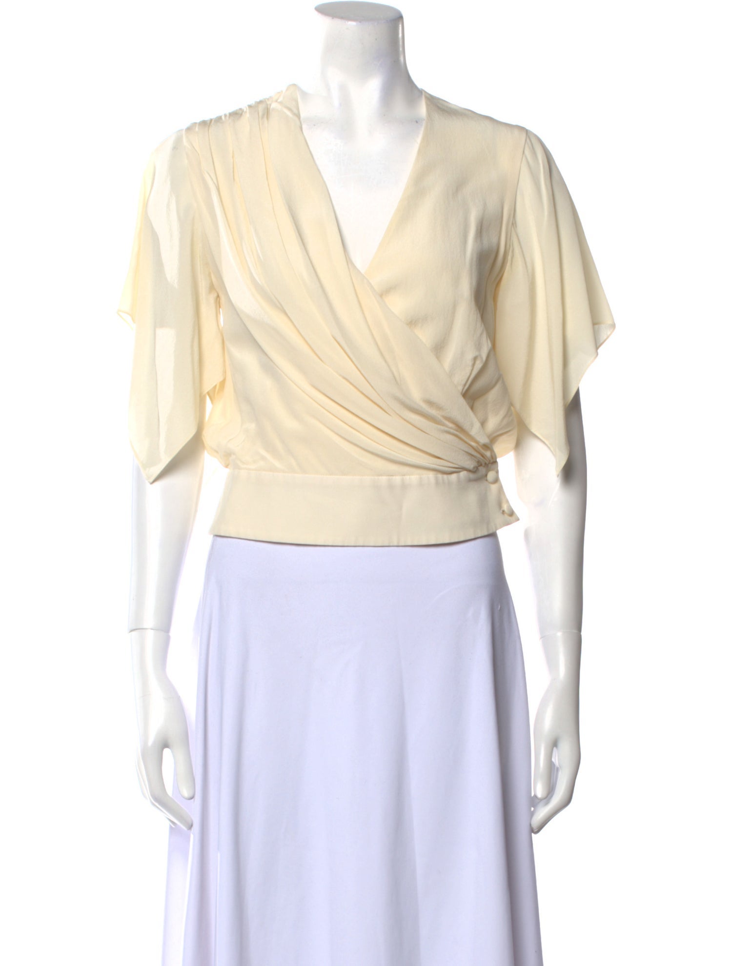 Lanvin Silk V-Neck Crop Top - Neutrals Tops, Clothing - LAN198508 | The ...