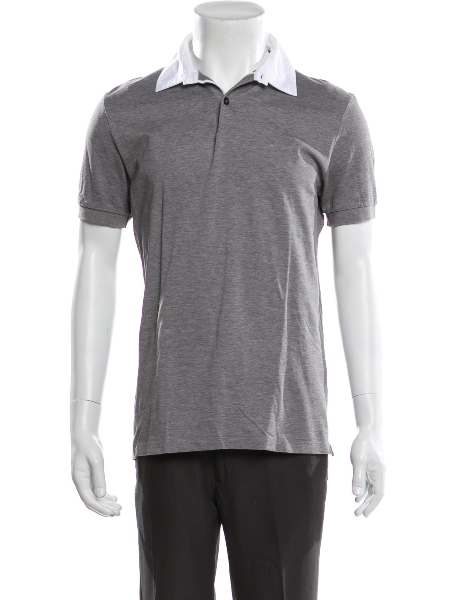 Malo Collar Long Sleeve Polo Shirt - Grey Polos, Clothing - W3M32287 ...