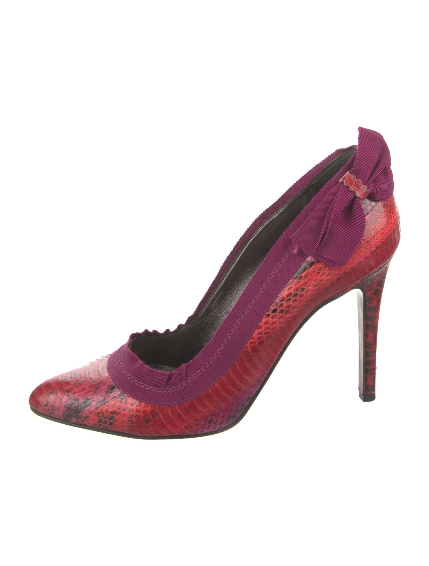 Lanvin Lizard Animal Print Pumps - Burgundy Pumps, Shoes - LAN202127 ...
