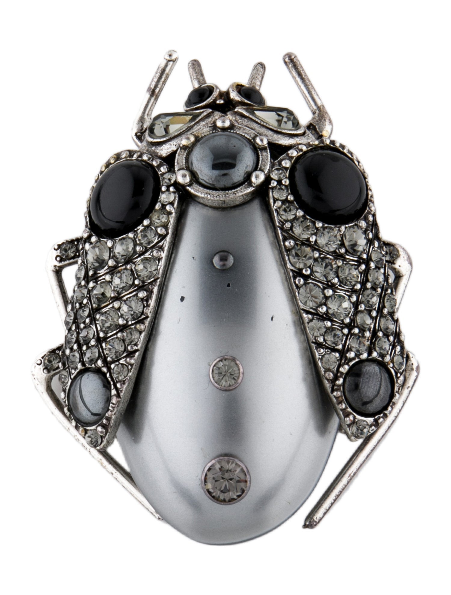 Lanvin Scarab Pin Brooch - Black, Silver-Tone Metal Pin, Brooches ...
