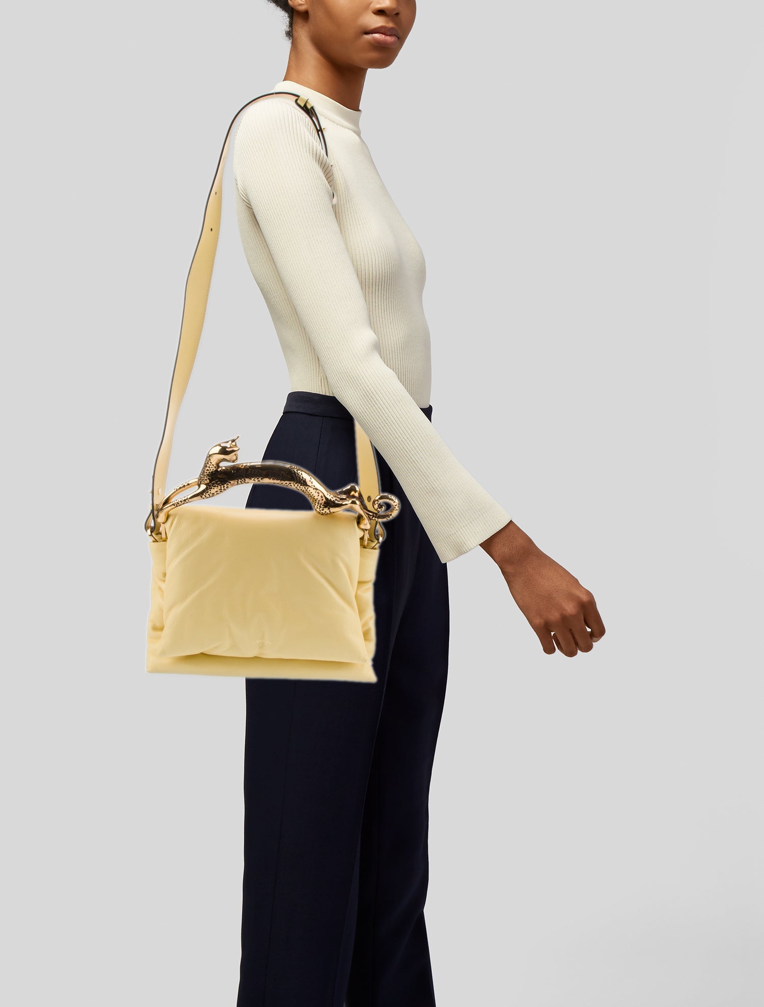 Lanvin Nappa Sugar Medium Cat Handle Bag - Yellow Handle Bags, Handbags ...