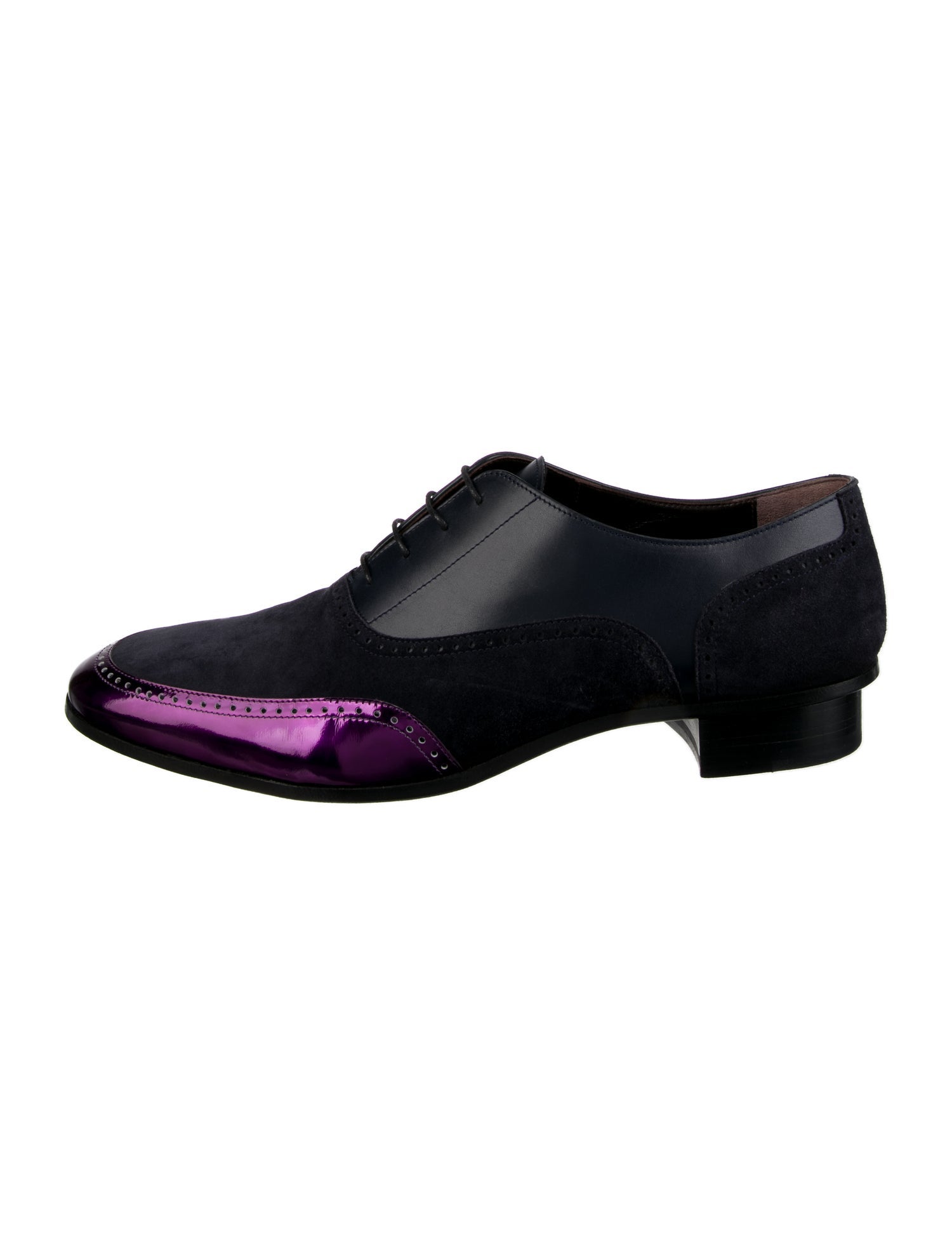 Lanvin Leather Colorblock Pattern Oxfords - Blue Oxfords, Shoes ...