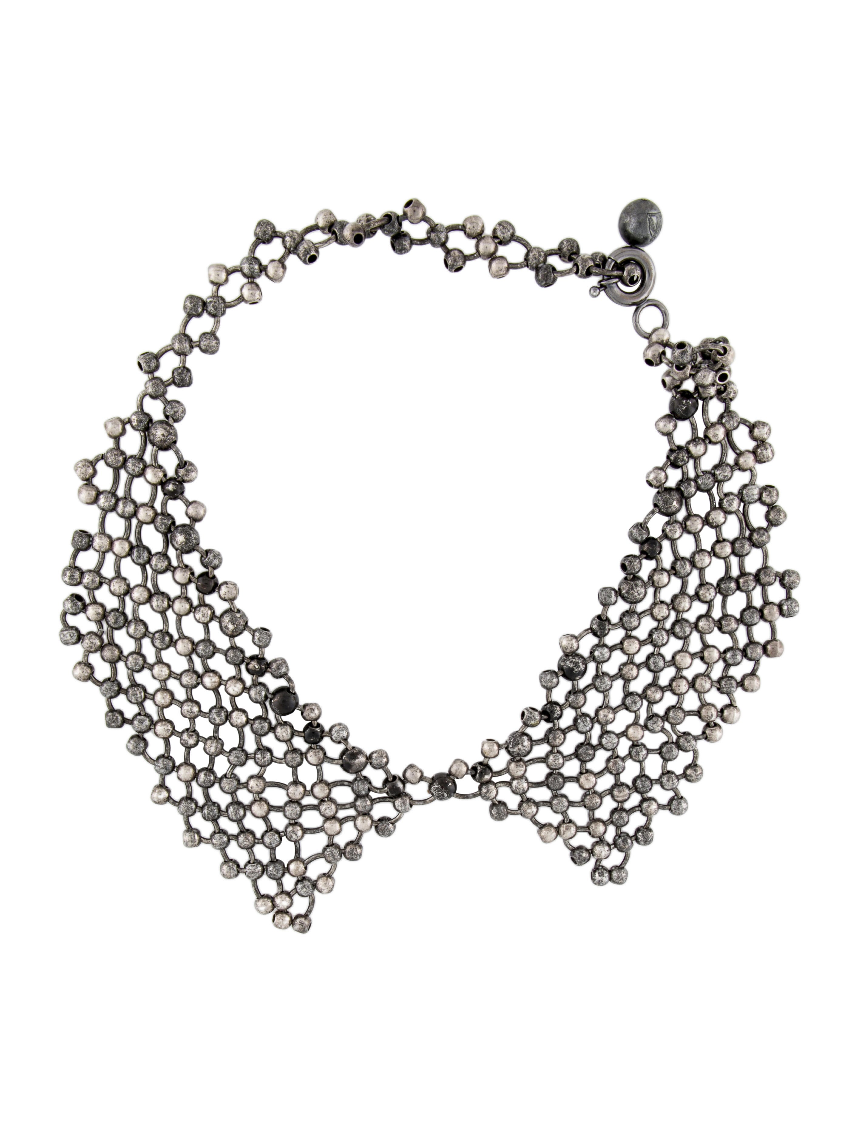 Lanvin Crystal & Beaded Metal Collar Necklace - Silver-Tone Metal ...