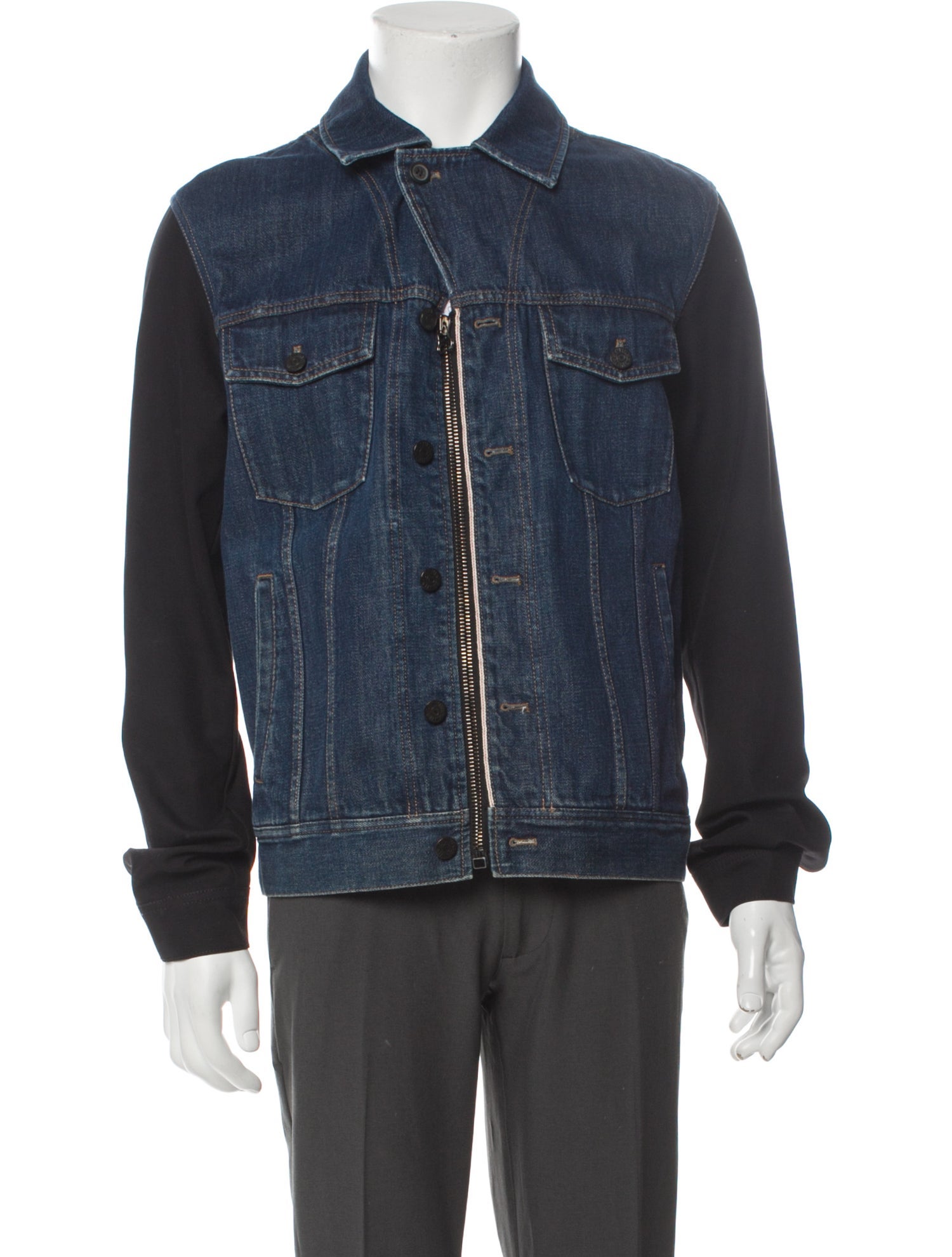 Lanvin Colorblock Pattern Denim Jacket - Blue Outerwear, Clothing ...