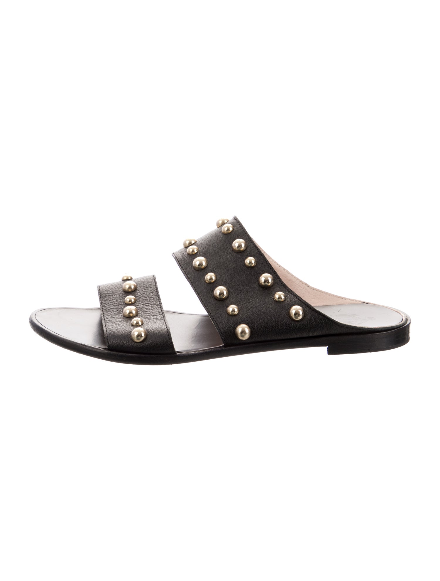 Lanvin Leather Studded Accents Slides - Black Sandals, Shoes ...