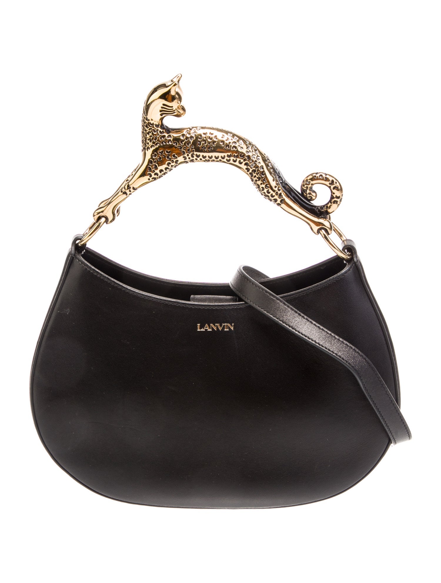 Lanvin Leather Hobo cat - Black Handle Bags, Handbags - LAN223500 | The ...