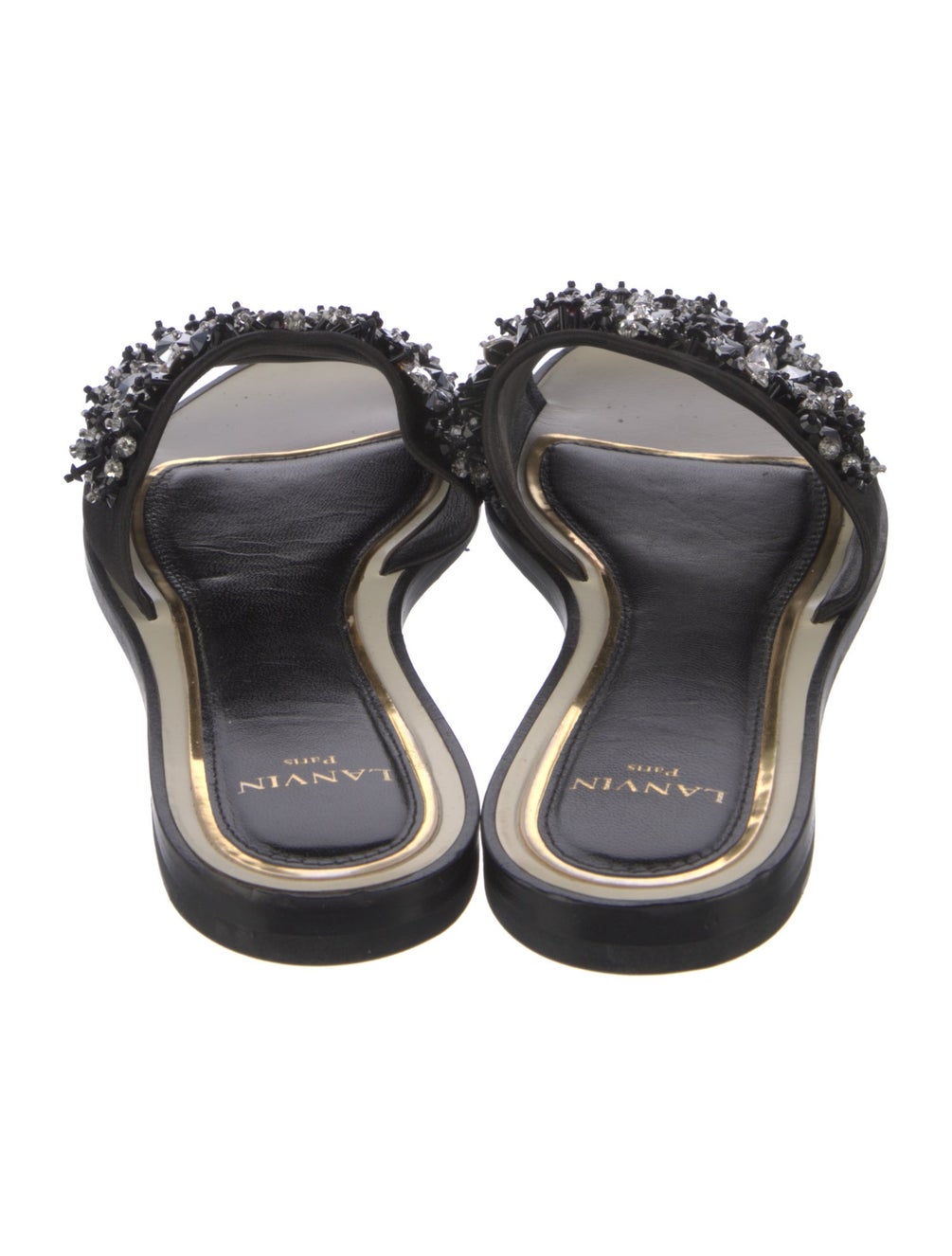 Lanvin Satin Floral Print Slides - Black Sandals, Shoes - LAN229294 ...