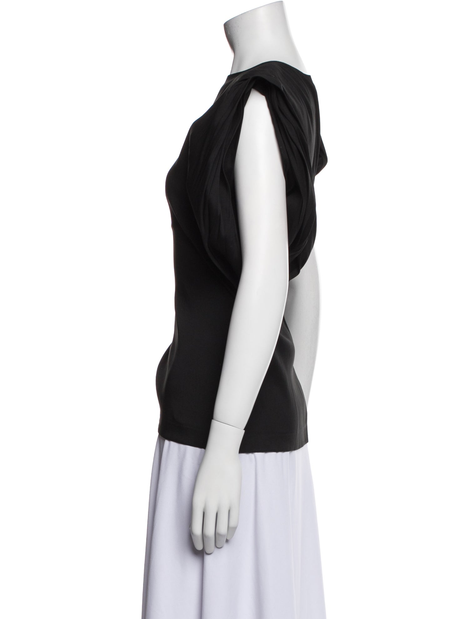 Lanvin Silk Bateau Neckline Top - Black Tops, Clothing - LAN233468 ...