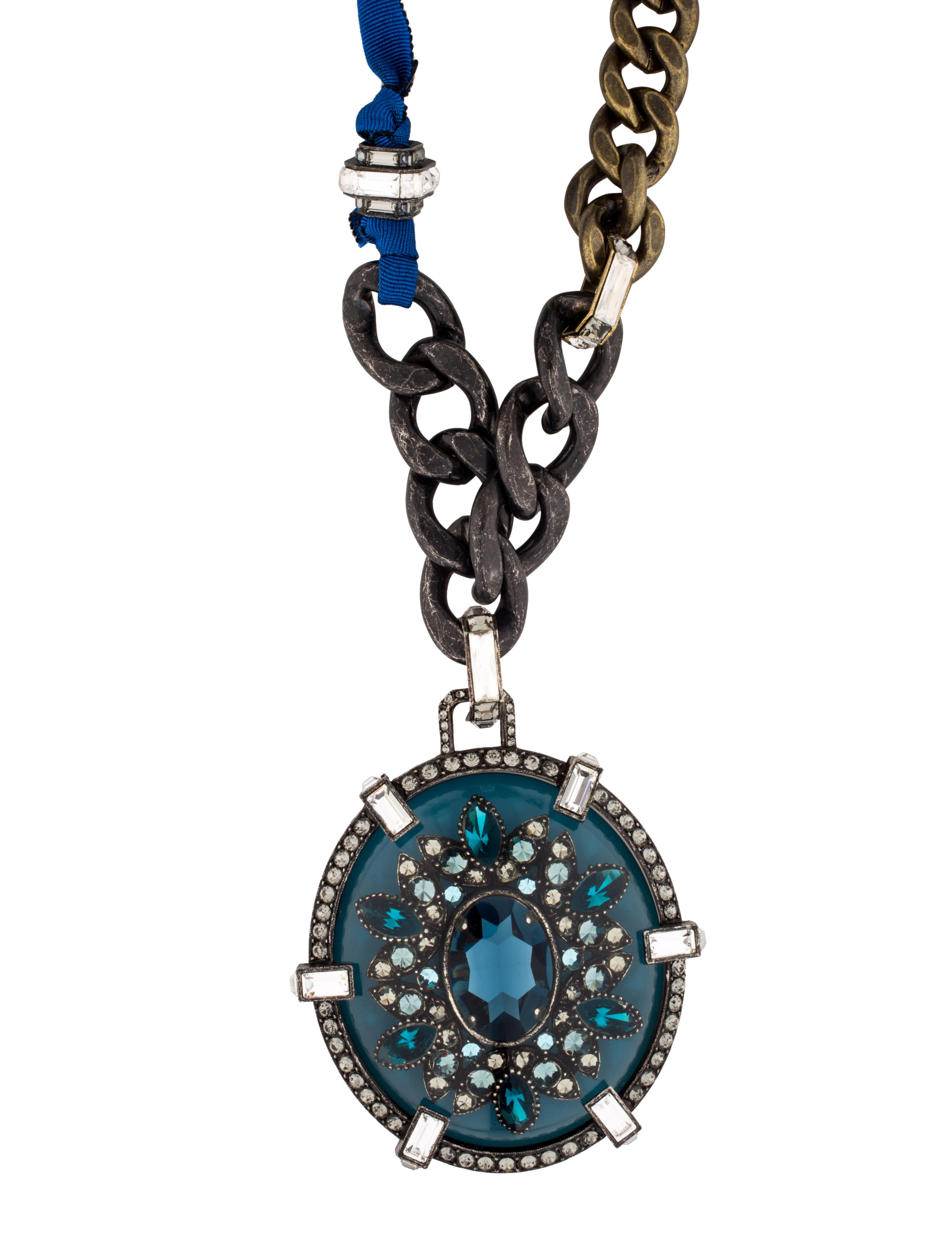 Lanvin Oval Floating Crystal Ornament Necklace - Gold-Tone Metal ...