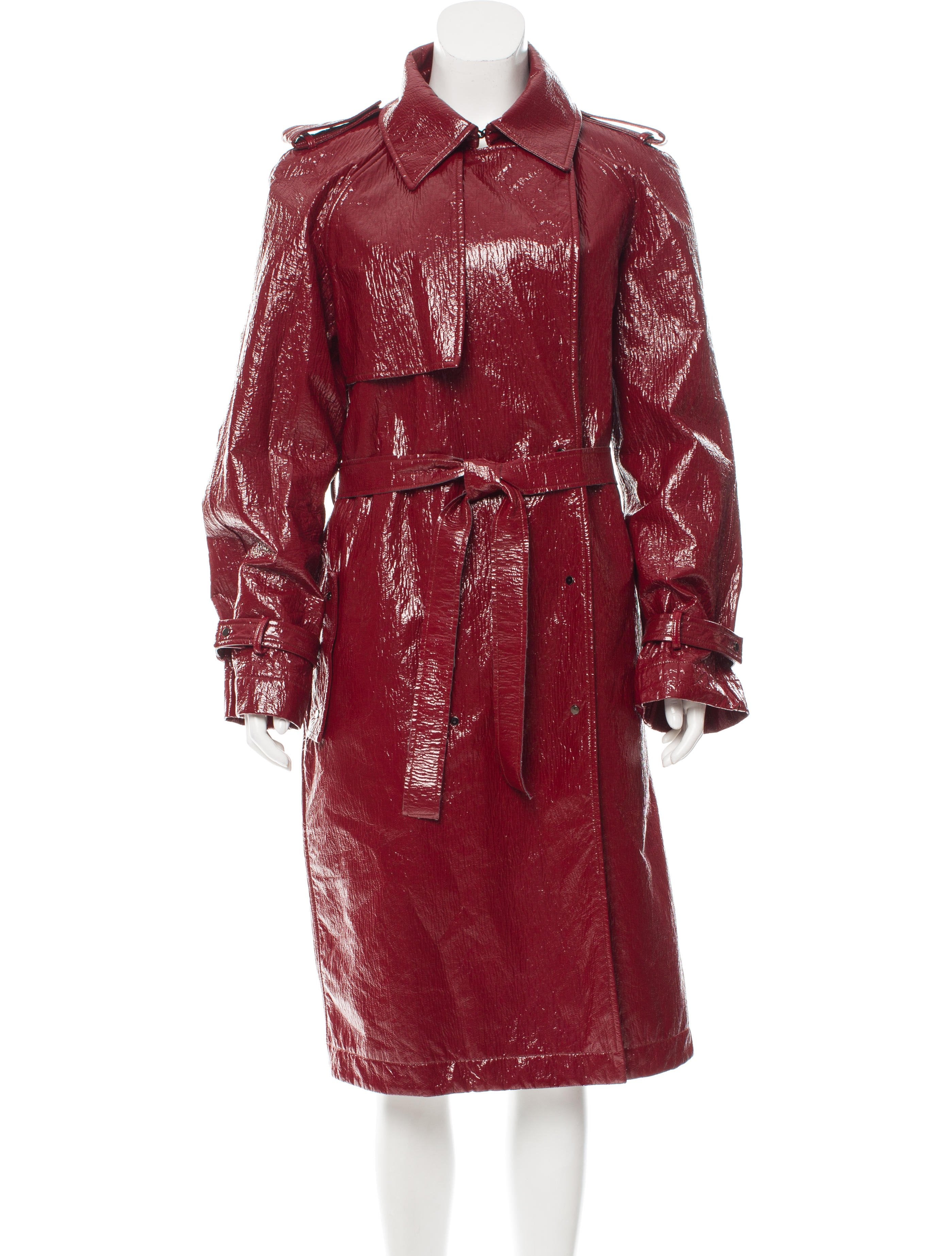 Lanvin Patent Leather Trench Coat - Red Coats, Clothing - LAN60300 ...