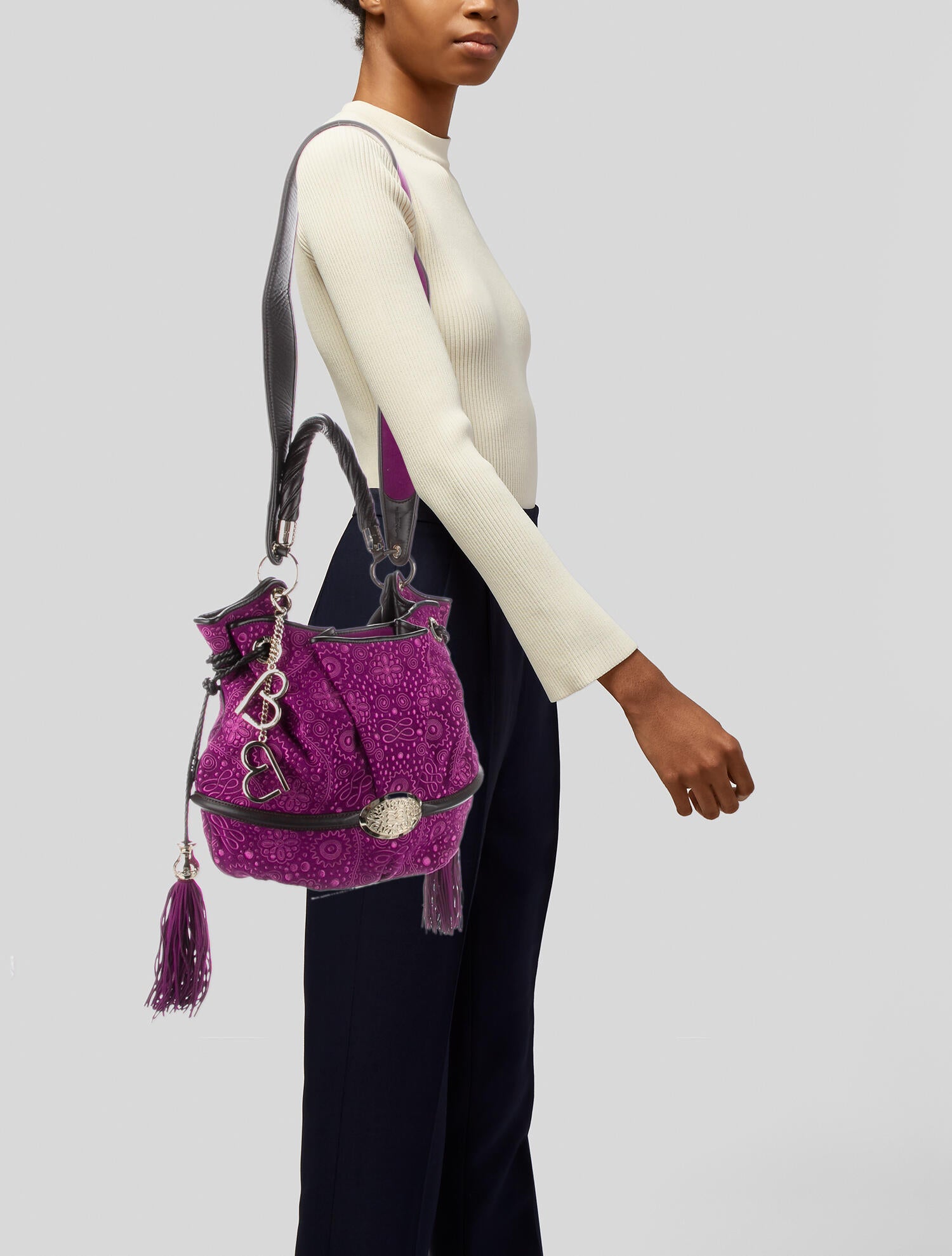 Lancel Suede Drawstring Shoulder Bag - Purple Shoulder Bags, Handbags ...