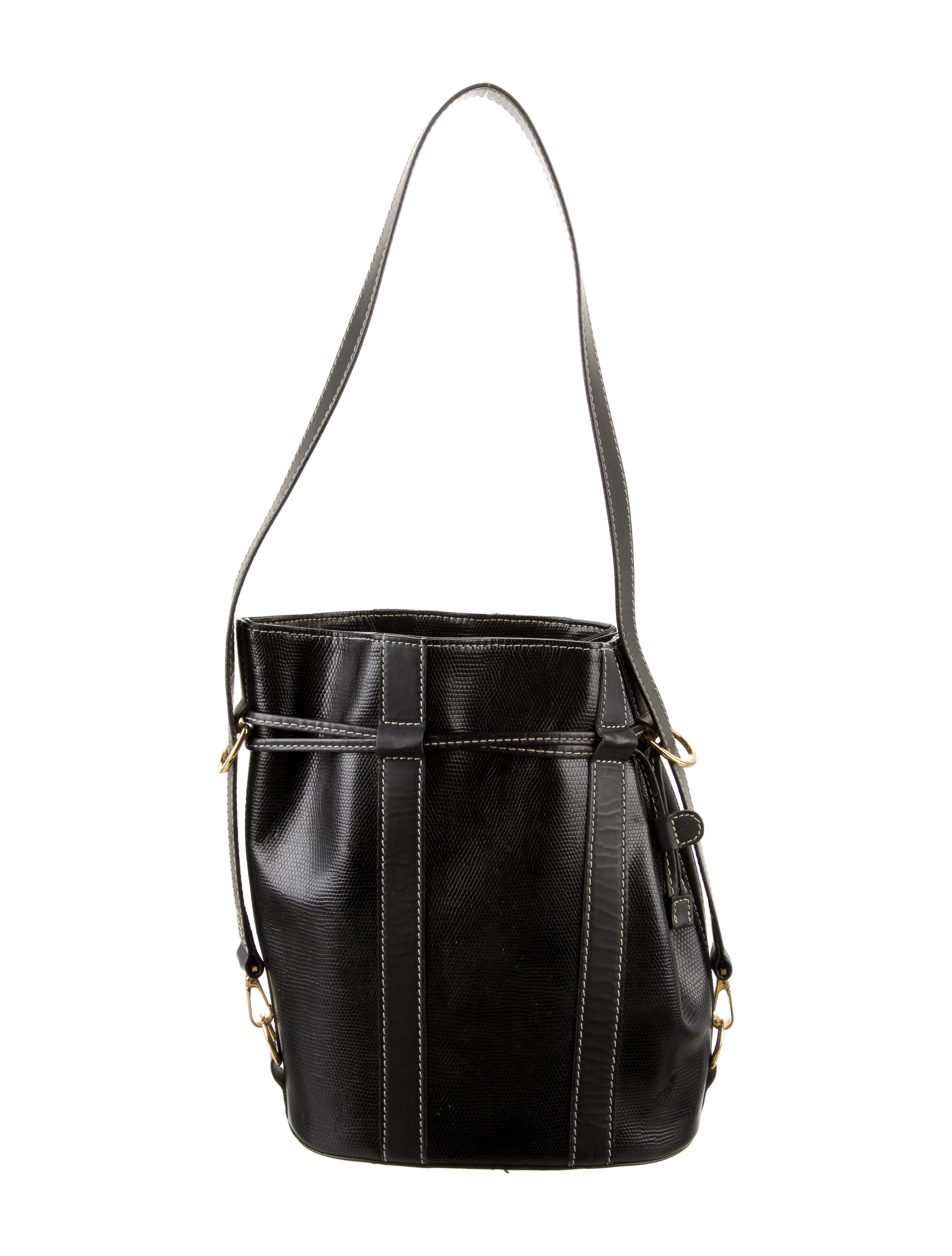 Lancel Drawstring Leather Shoulder Bag - Black Shoulder Bags, Handbags ...