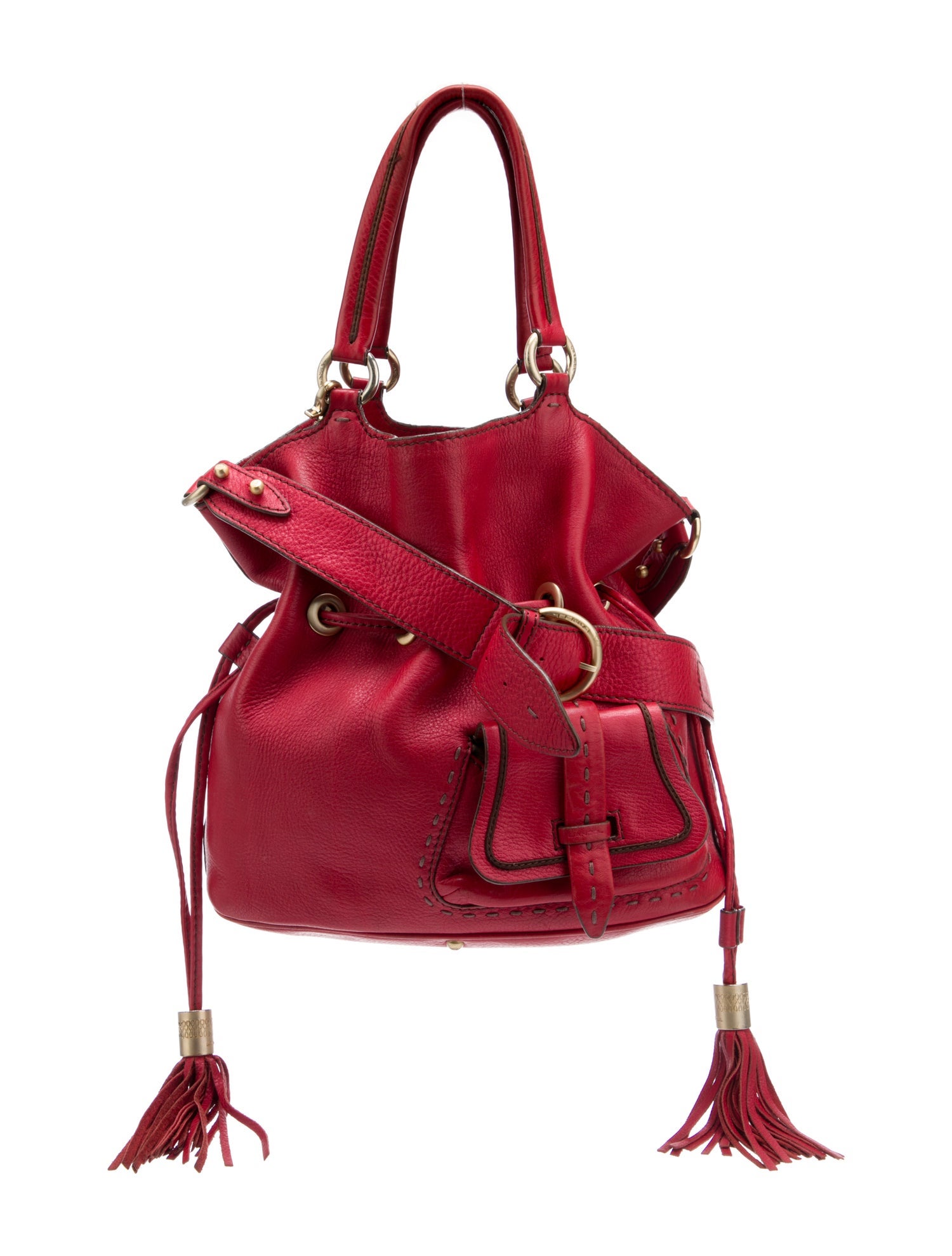 Lancel Leather Bucket Bag - Red Bucket Bags, Handbags - LANCE21717 ...