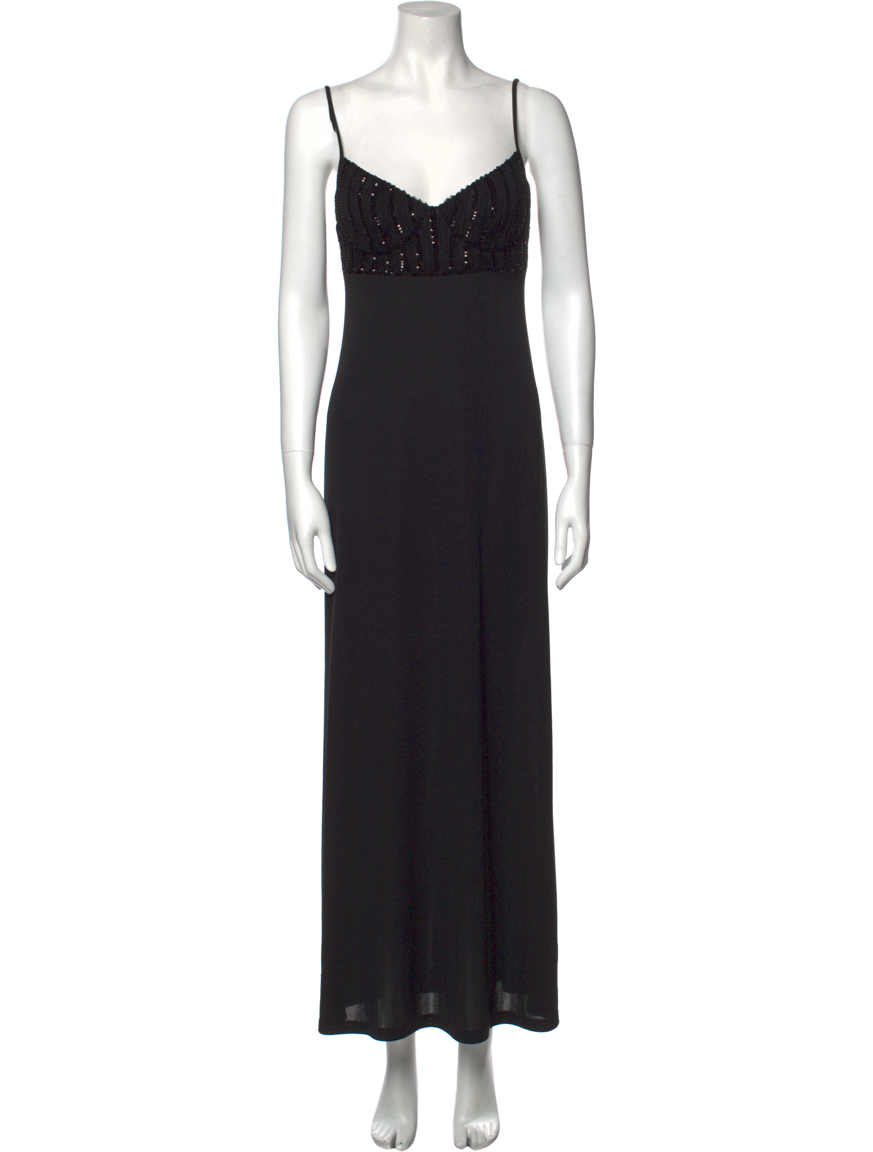 La Perla V-Neck Long Dress - Black Dresses, Clothing - LAP28369 | The ...