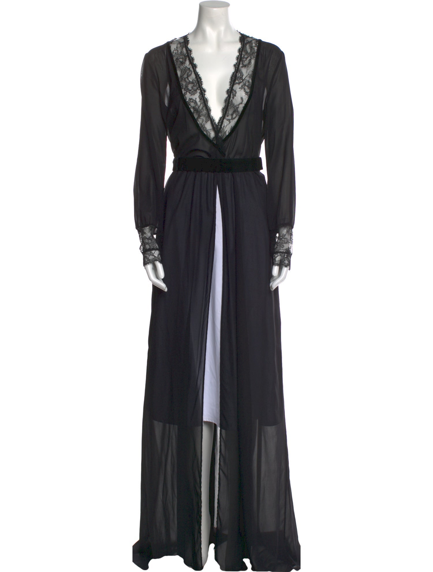 La Perla Silk Lace Trim Embellishment Robe - Black Loungewear, Clothing ...