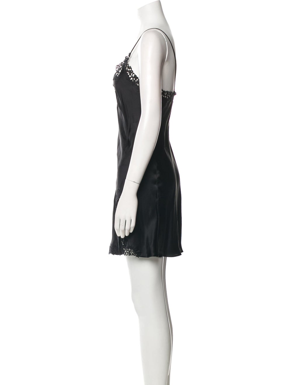 La Perla Silk Slip Dress Black Lace Trim Embellishmen… - Gem