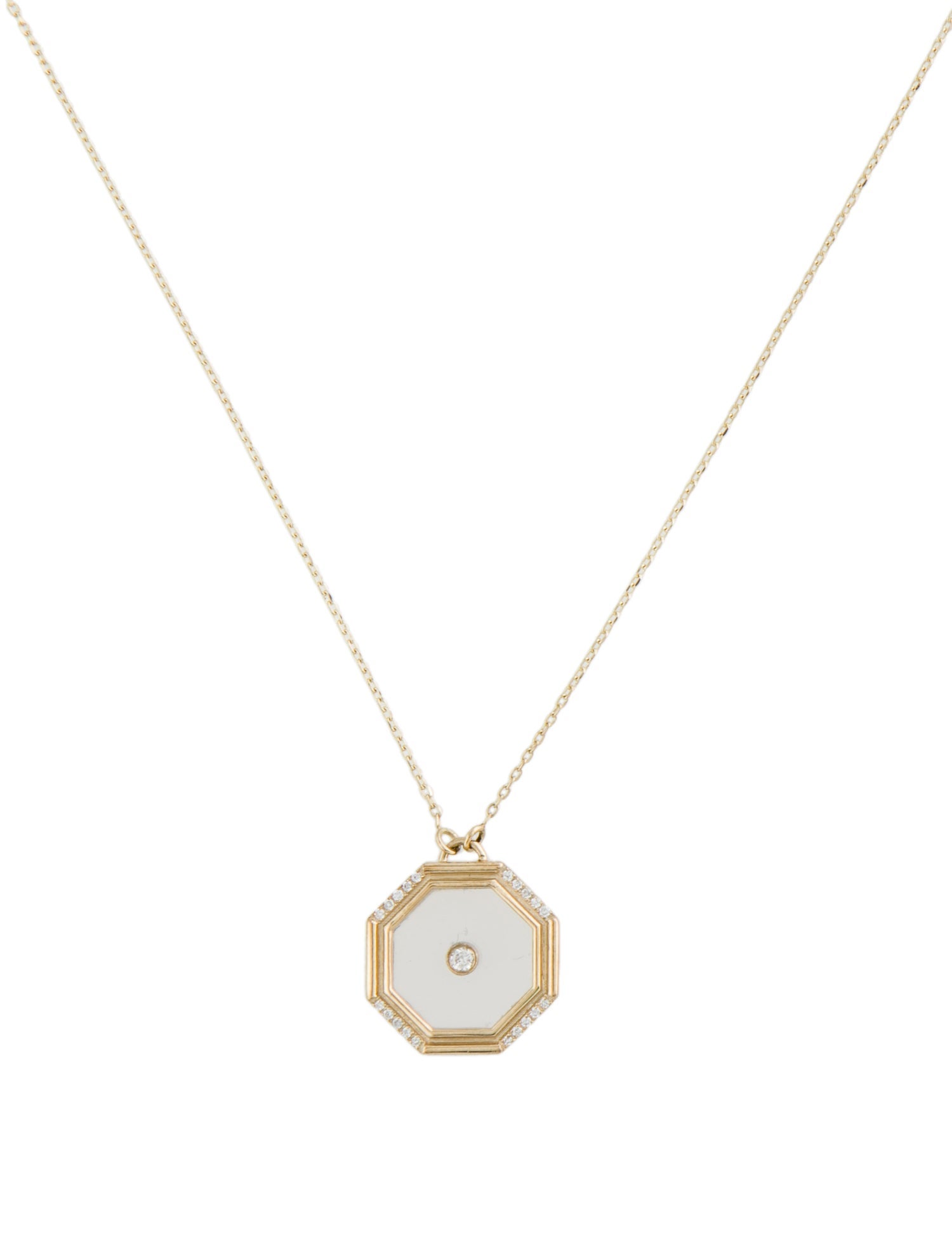 L'Atelier Nawbar 9K Diamond Hexagonal Pendant Necklace - 9K Yellow Gold ...