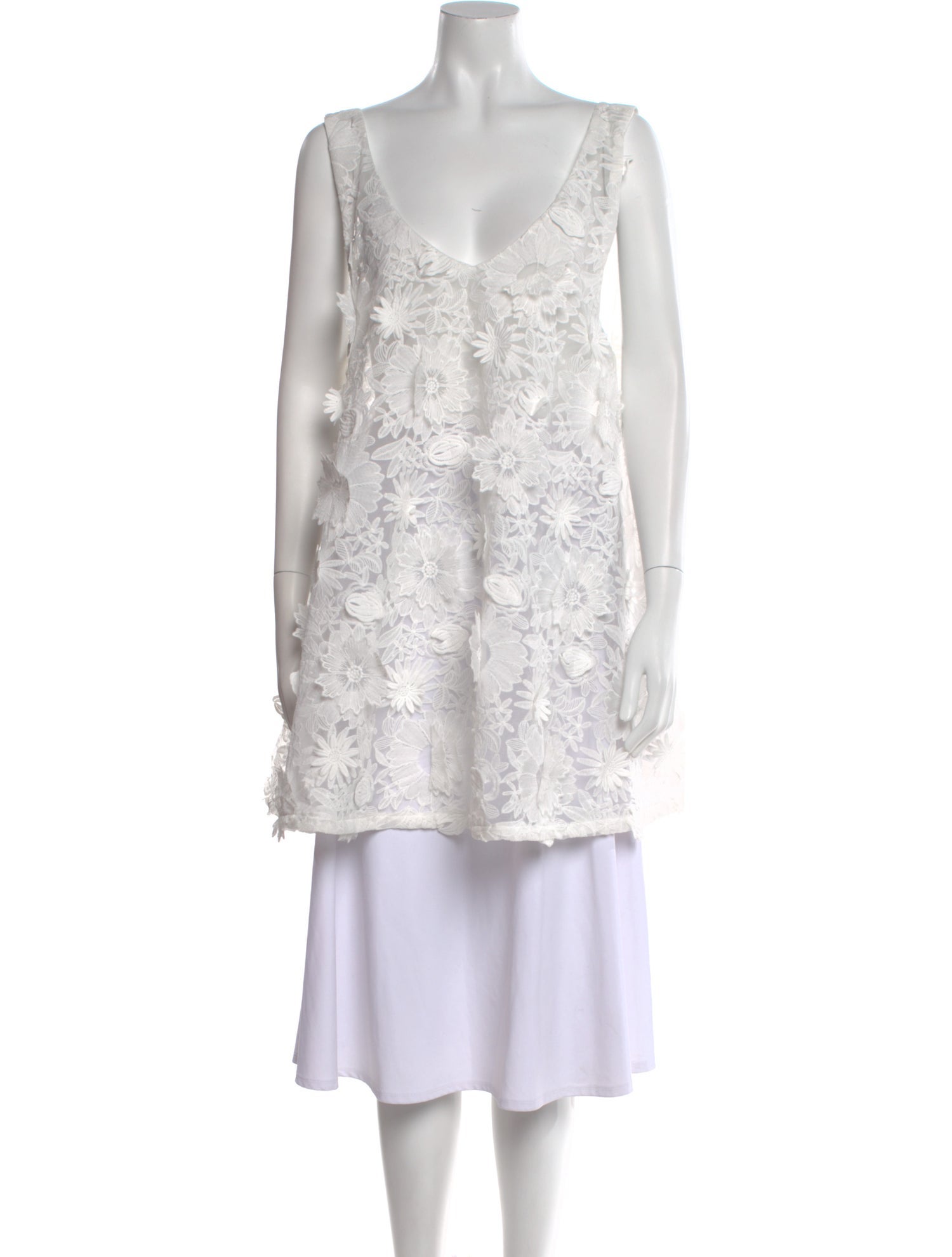La Vie Style House Lace Pattern V-Neck Tunic - White Tops, Clothing ...