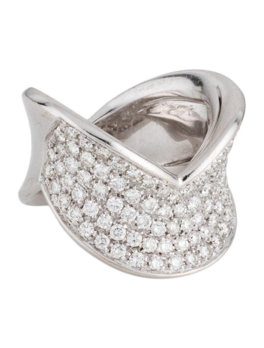 Luca Carati 18K Diamond Wave Cocktail RIng - Rhodium-Plated 18K White ...