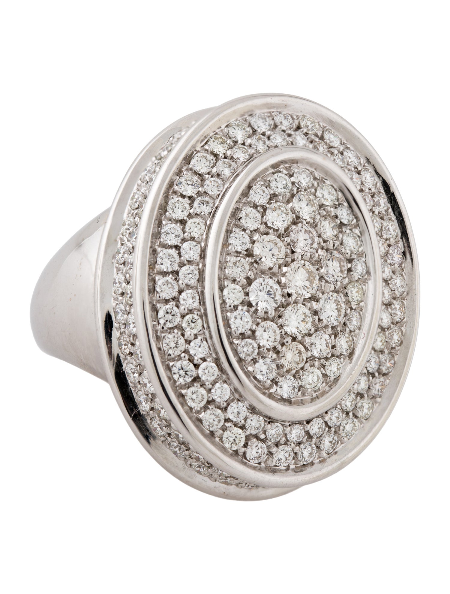 Luca Carati 18K Pavé Diamond Oval Cocktail Ring - Rhodium-Plated 18K ...