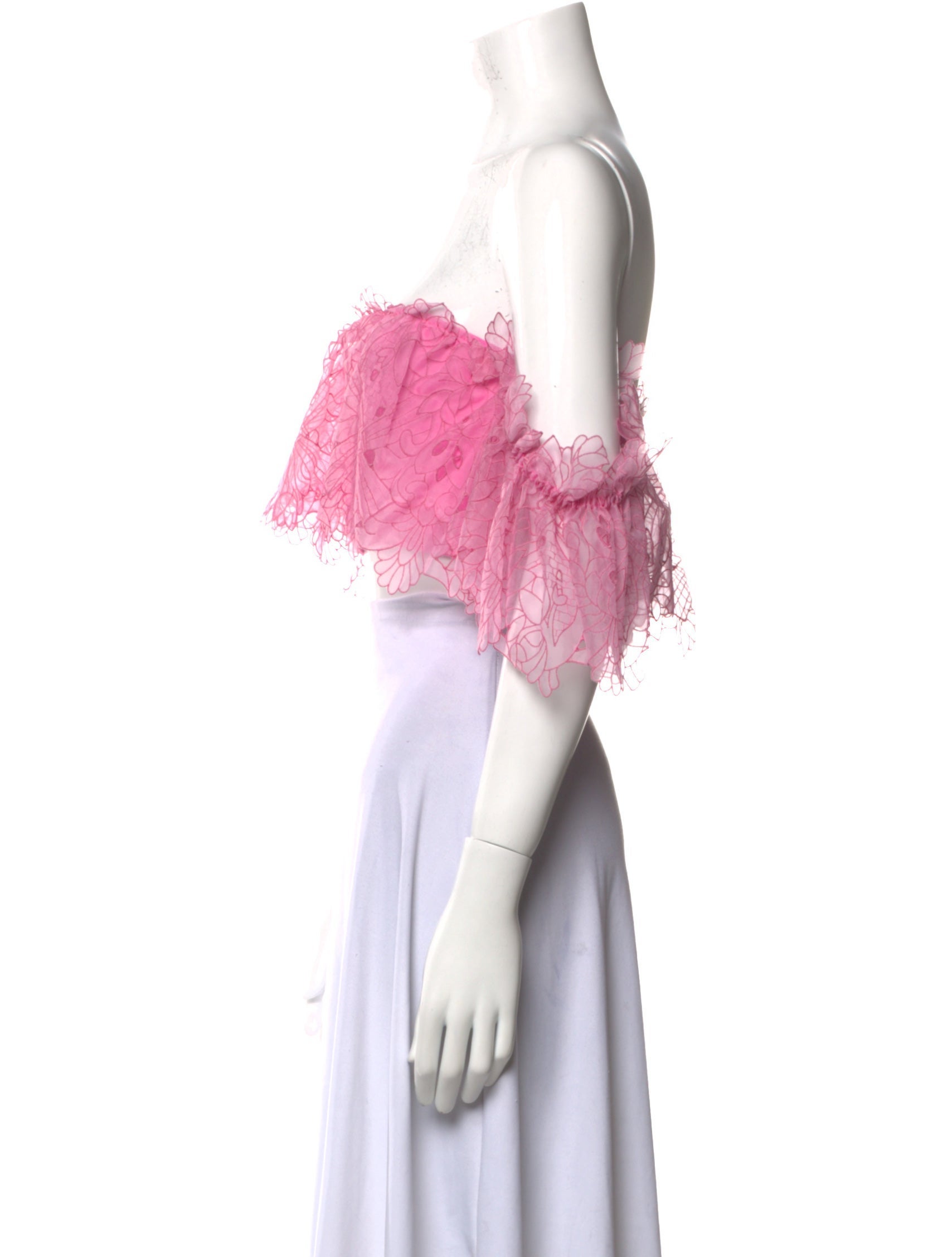 Lela Rose Silk Off-The-Shoulder Crop Top w/ Tags - Pink Tops, Clothing ...