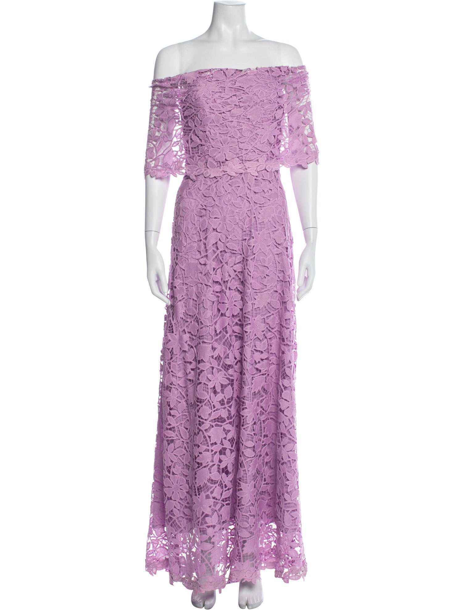 Lela Rose Lace Pattern Long Dress - Purple Dresses, Clothing - LEL70237 ...