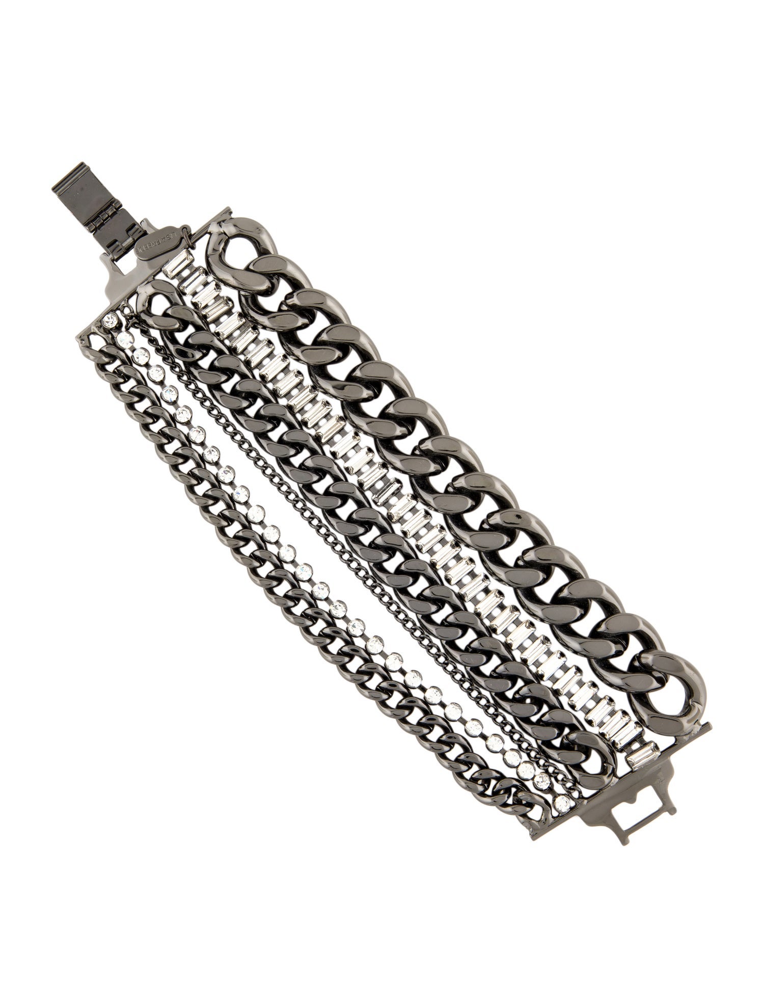 Lisa Freede Crystal Multistrand Chain Bracelet - Gunmetal Multistrand ...
