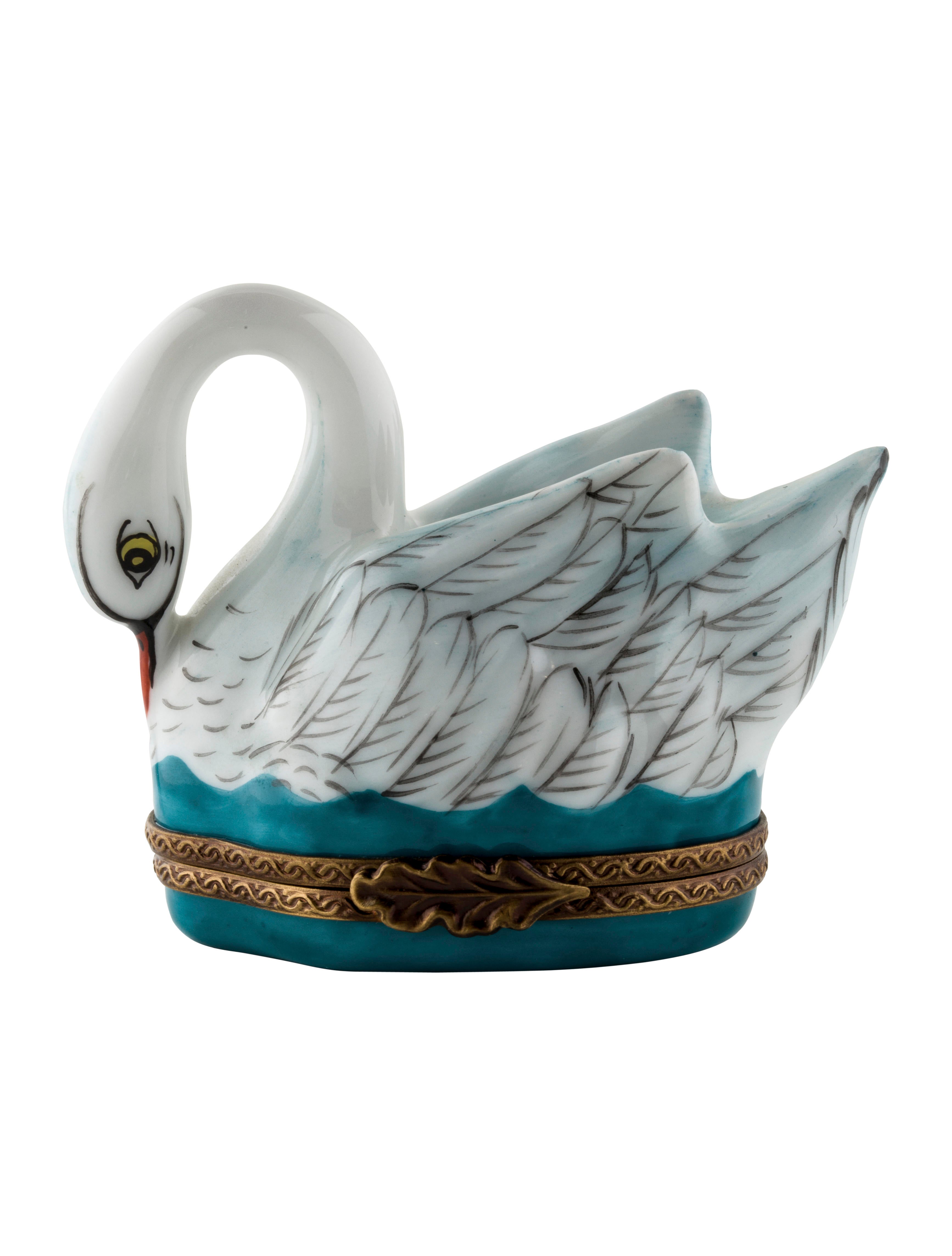 Limoges Porcelain Swan Box - Blue - LIM20258 | The RealReal
