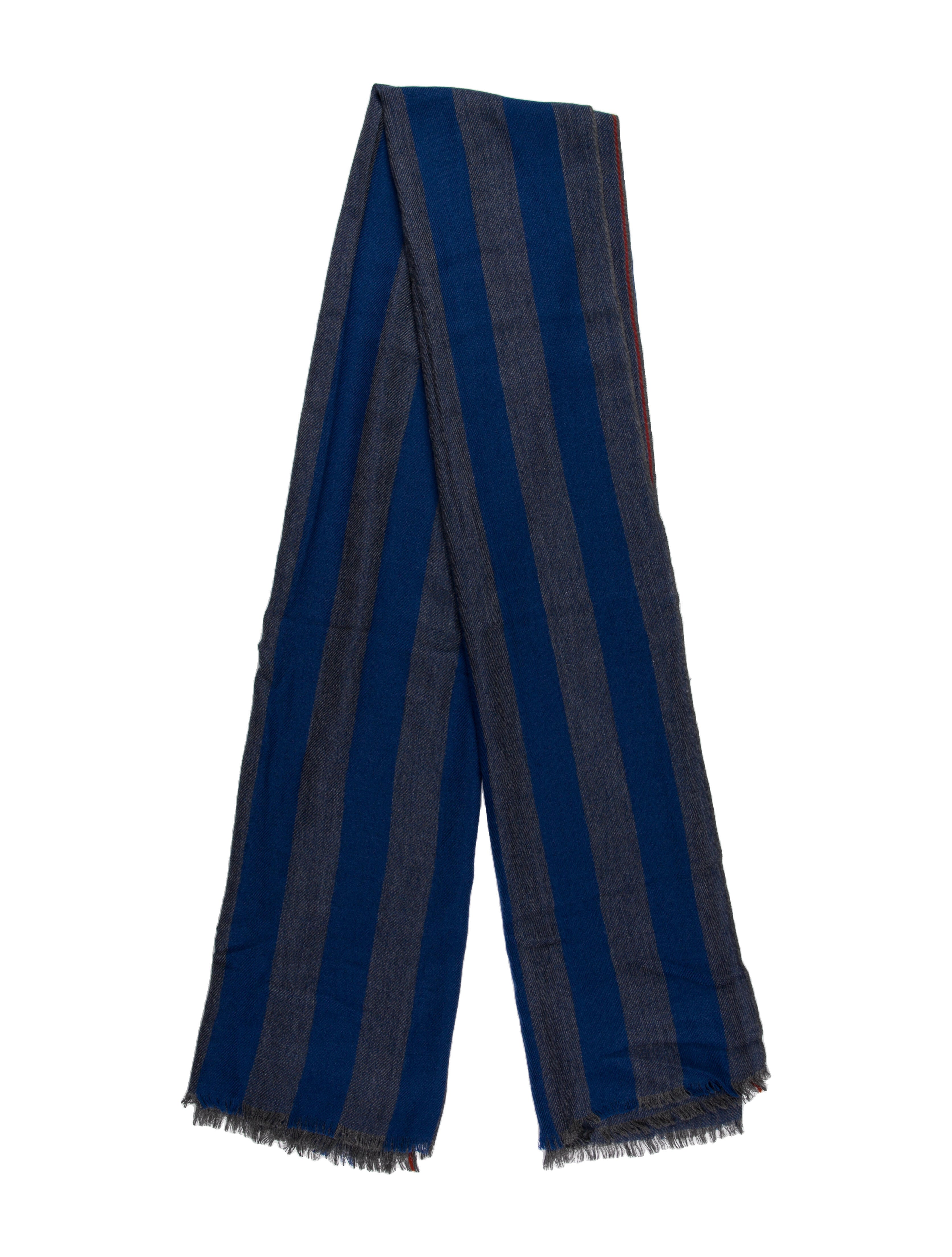 Loro Piana Cashmere Striped Scarf w/ Tags - Blue Scarves, Accessories ...
