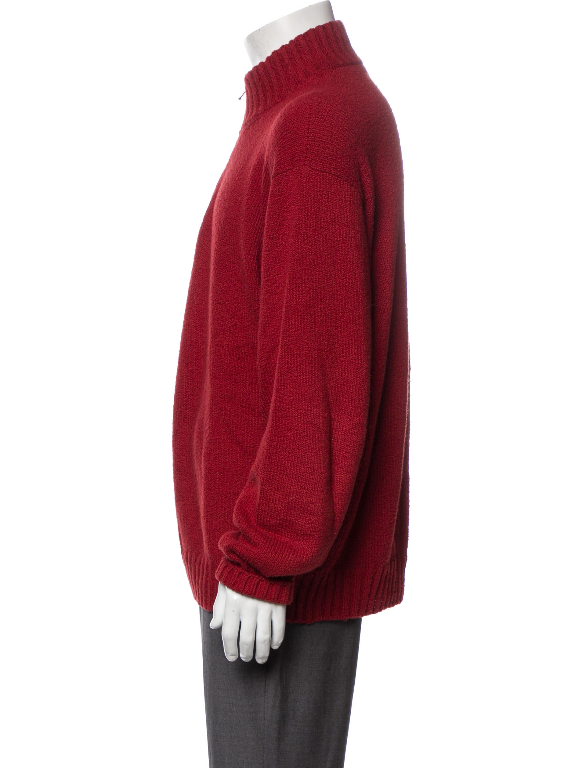 Loro Piana Zip-Up Fine Knit Sweater w/ Tags - Red Sweaters, Clothing ...
