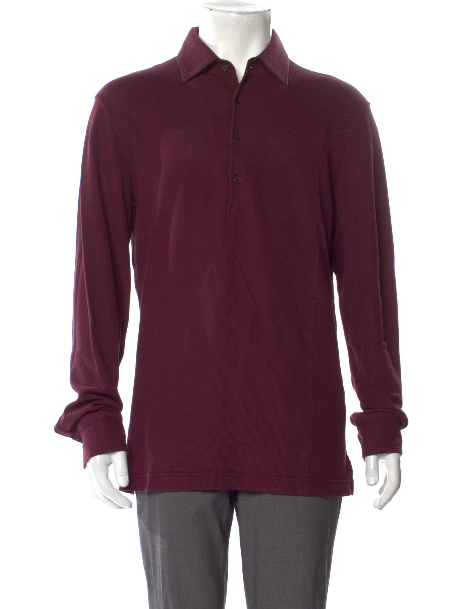Loro Piana Collar Long Sleeve Polo Shirt - Purple Polos, Clothing ...