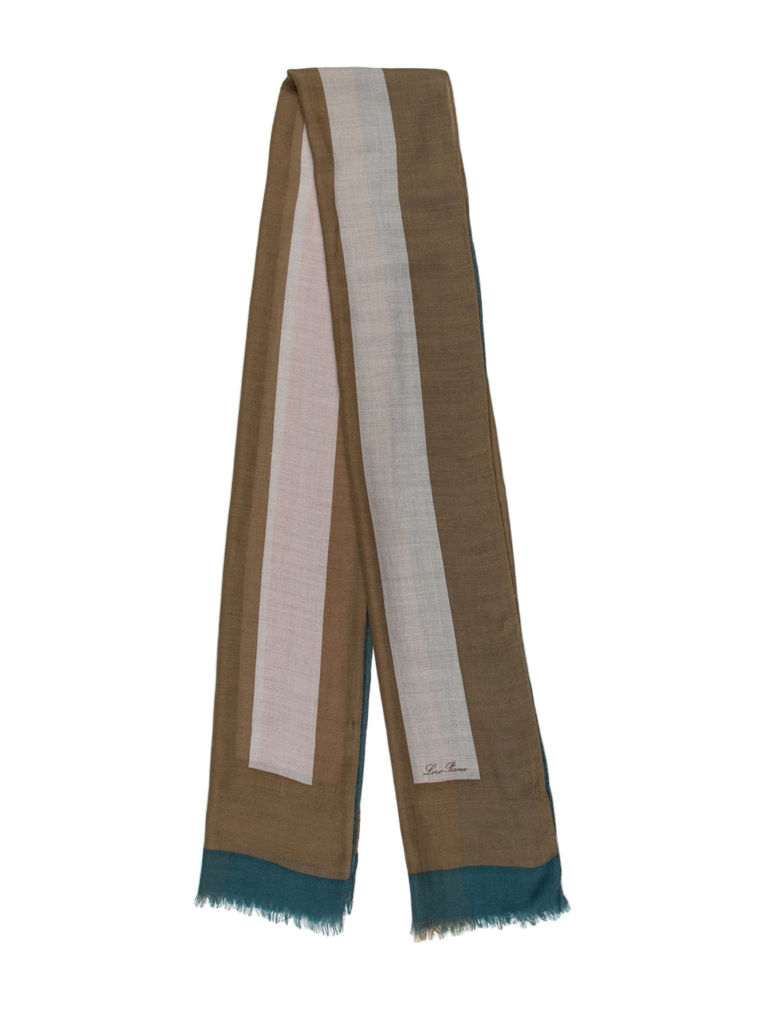Loro Piana Cashmere Colorblock Pattern Scarf - Green Scarves and Shawls ...