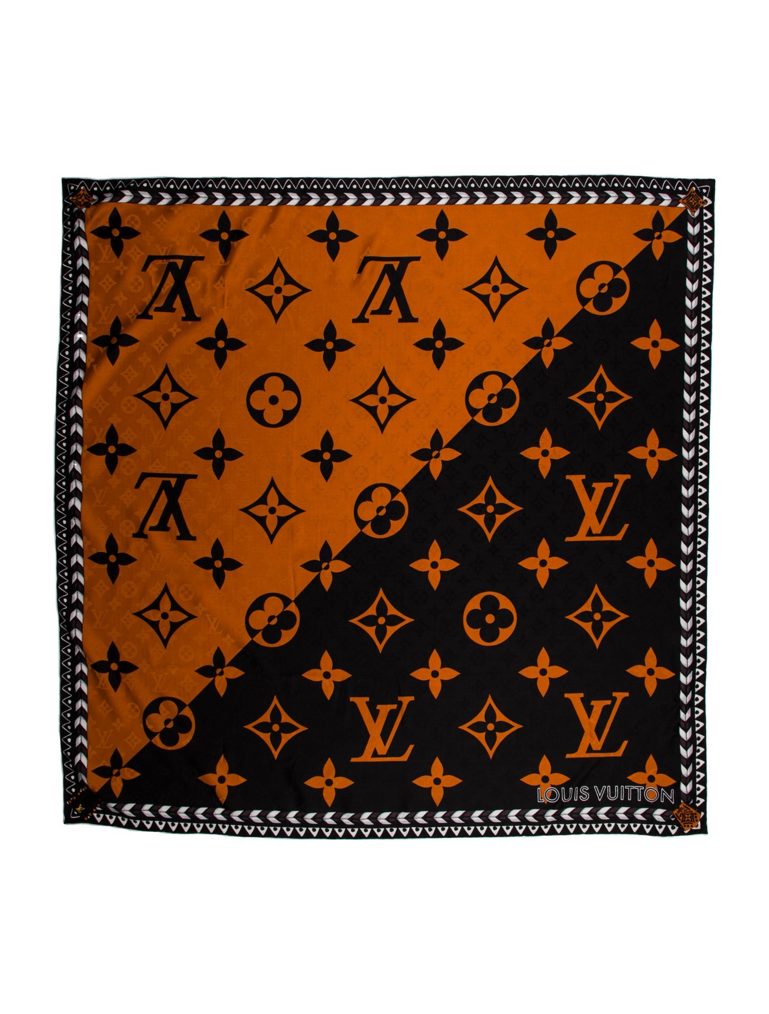 Louis Vuitton Monogram Crafty Bi-Color Silk Scarf - Brown Scarves and ...
