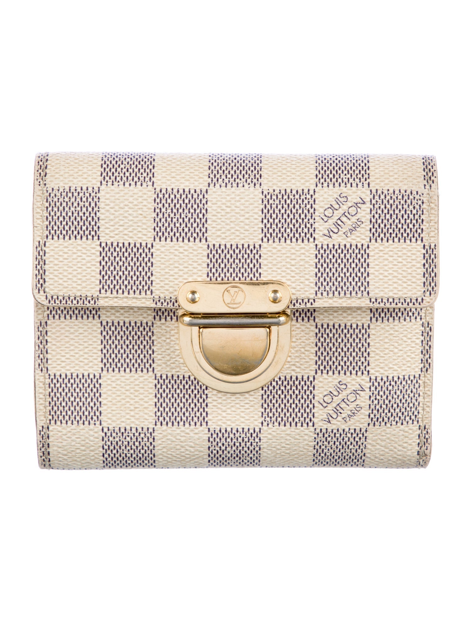 Louis Vuitton Damier Azur Pattern Coated Canvas Koala Wallet - Neutrals ...