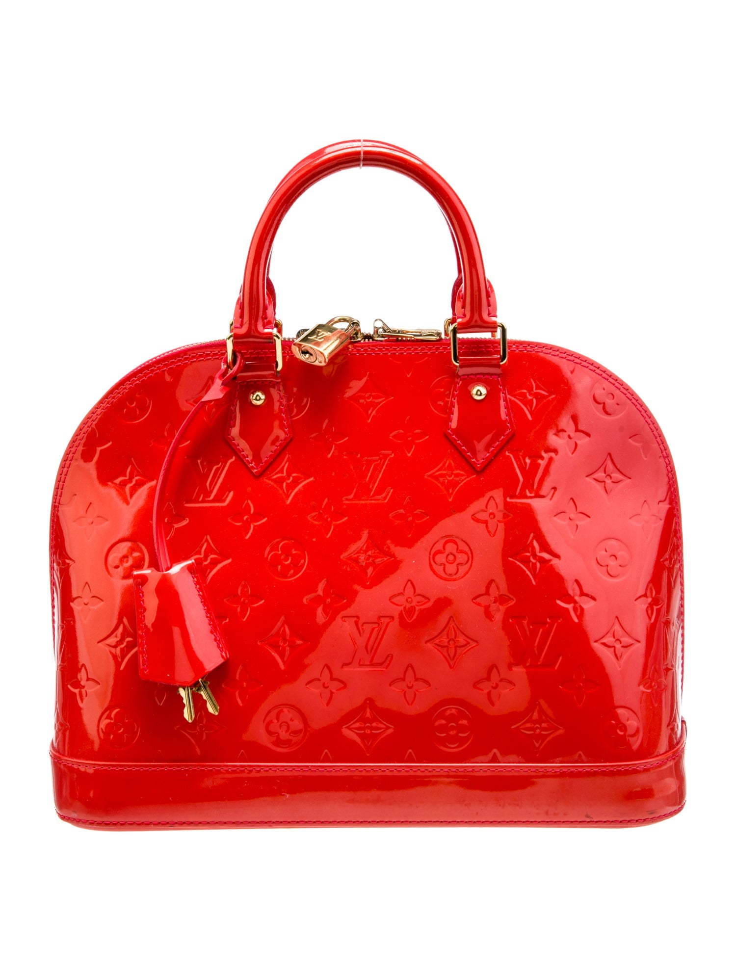 Louis Vuitton Monogram Vernis Alma PM - Red Handle Bags, Handbags ...