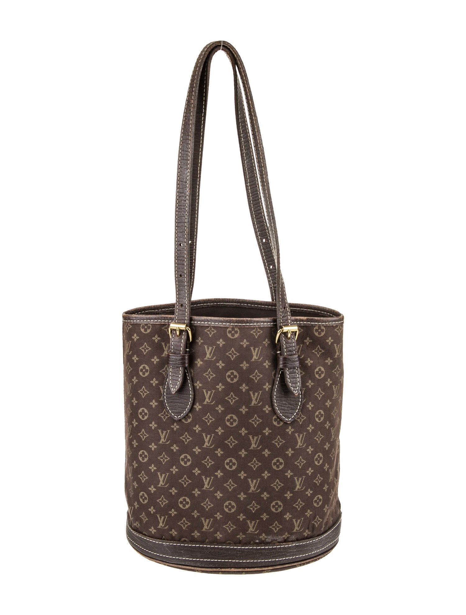 Louis Vuitton Monogram Mini Lin Petit Bucket Petit Vintage - Brown ...