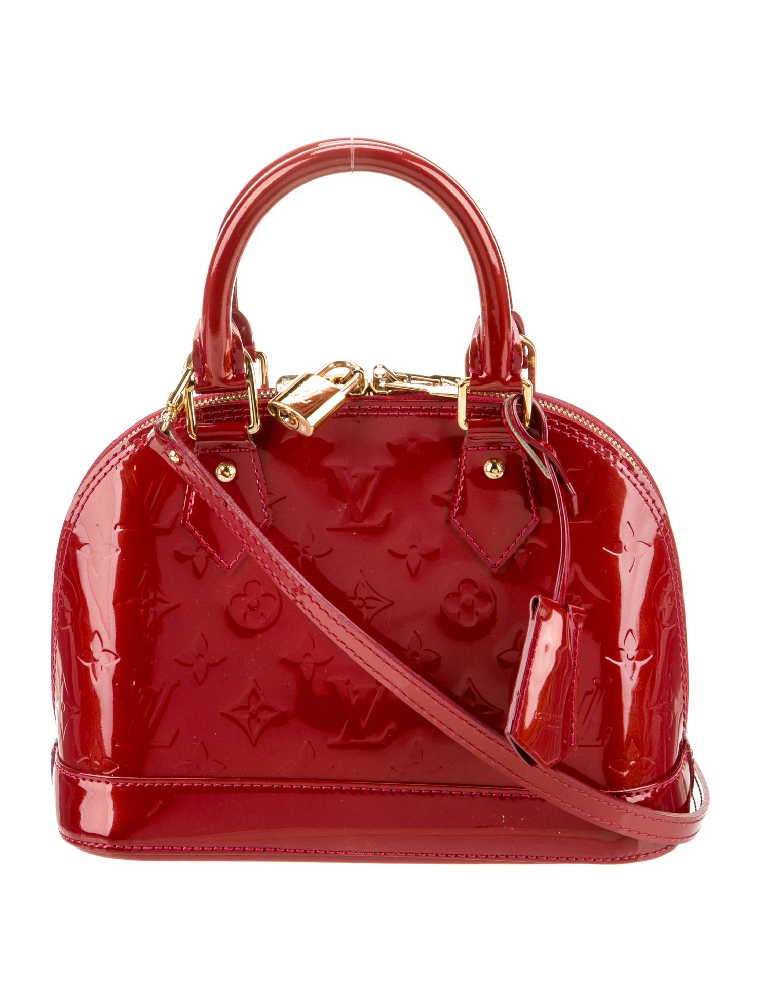 Louis Vuitton Monogram Vernis LV Monogram Vernis Alma BB - Red Handle ...