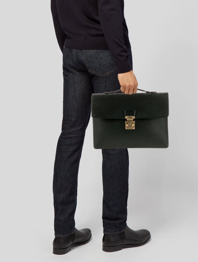 Bottega Veneta Intrecciato-Trimmed Ostrich Briefcase - Blue Briefcases ...