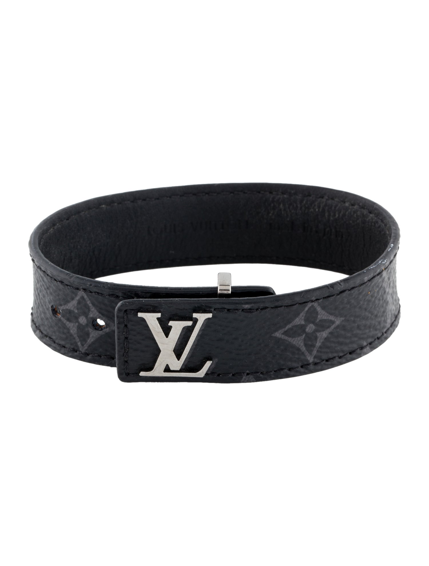 Louis Vuitton LV Slim Monogram Wrap Bracelet - Black, Palladium-Plated ...