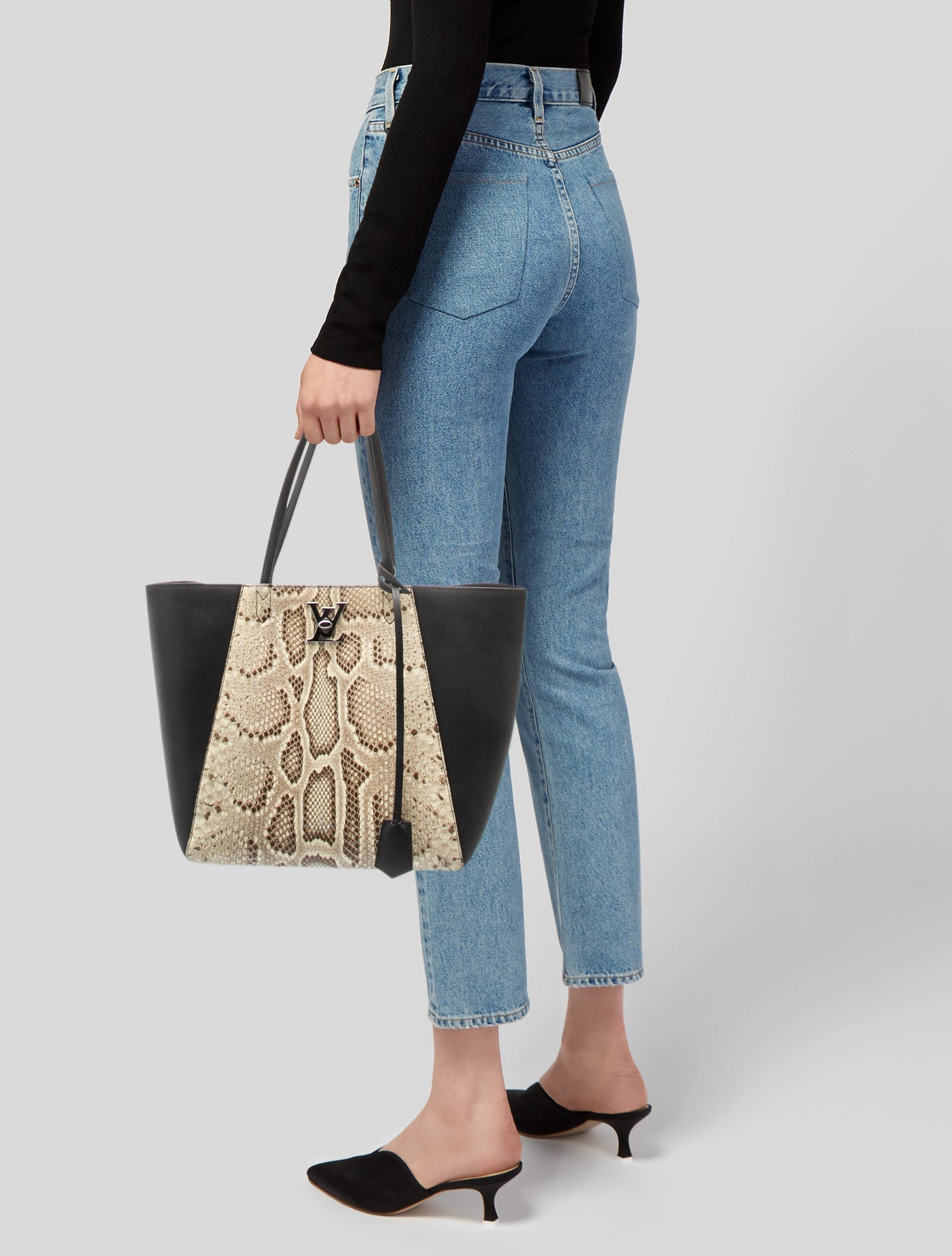 Louis Vuitton Python Lockme Cabas - Black Totes, Handbags - LOU1072256 ...