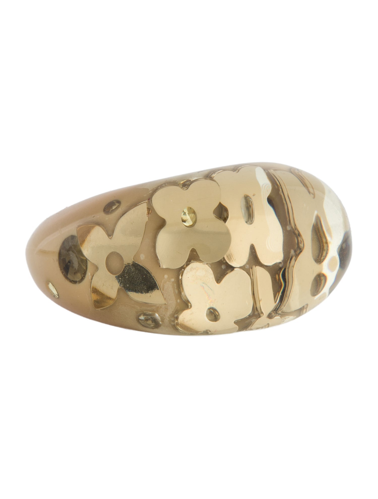 Louis Vuitton Resin & Crystal Inclusion Ring - Neutrals, Brass Cocktail ...