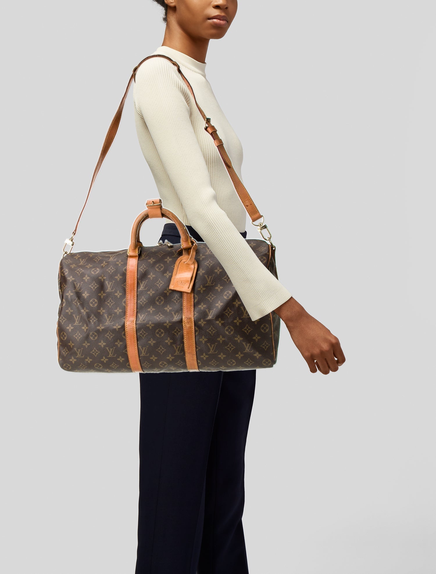 Louis Vuitton LV Monogram Keepall Bandouliere 55 - Brown Luggage and ...