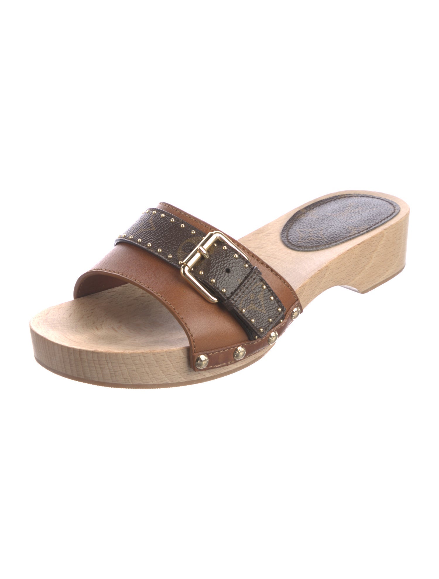 Louis Vuitton Monogram Pattern Leather Slides - Neutrals Sandals, Shoes ...