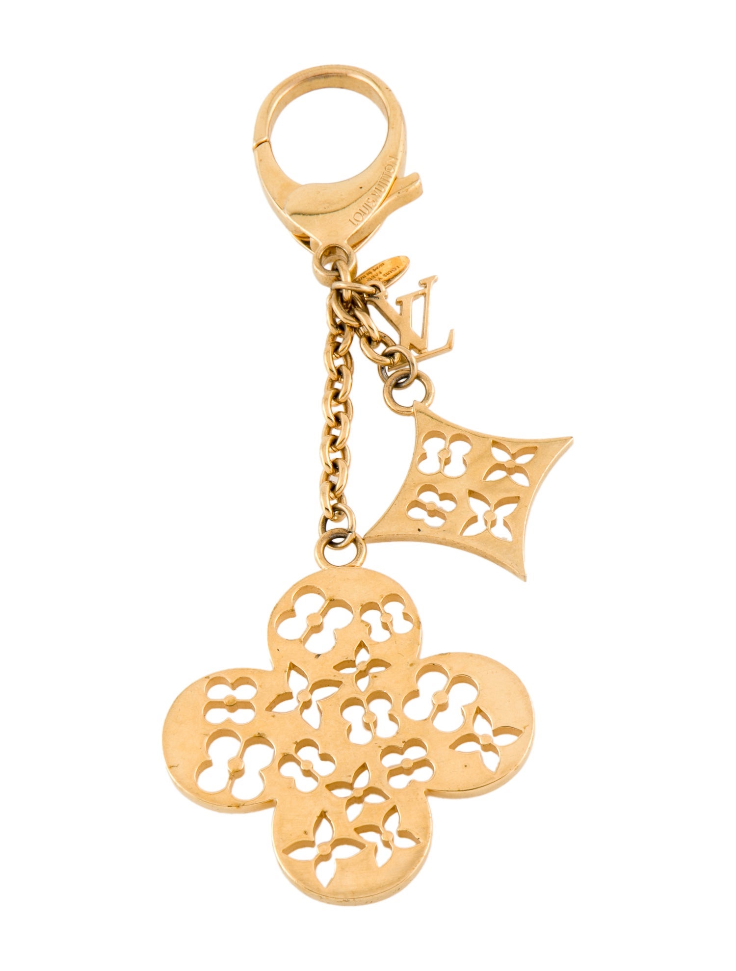 Louis Vuitton Ivy Flower Bag Charm & Key Holder - Gold Keychains ...