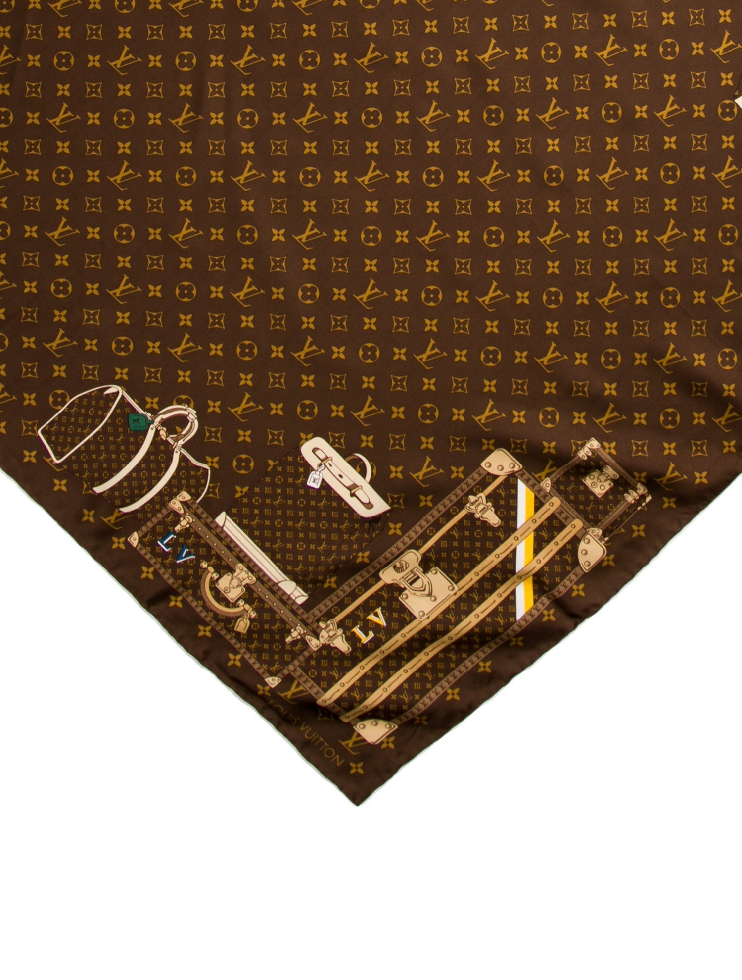 Louis Vuitton Trunks Square Silk Scarf - Brown Scarves and Shawls ...