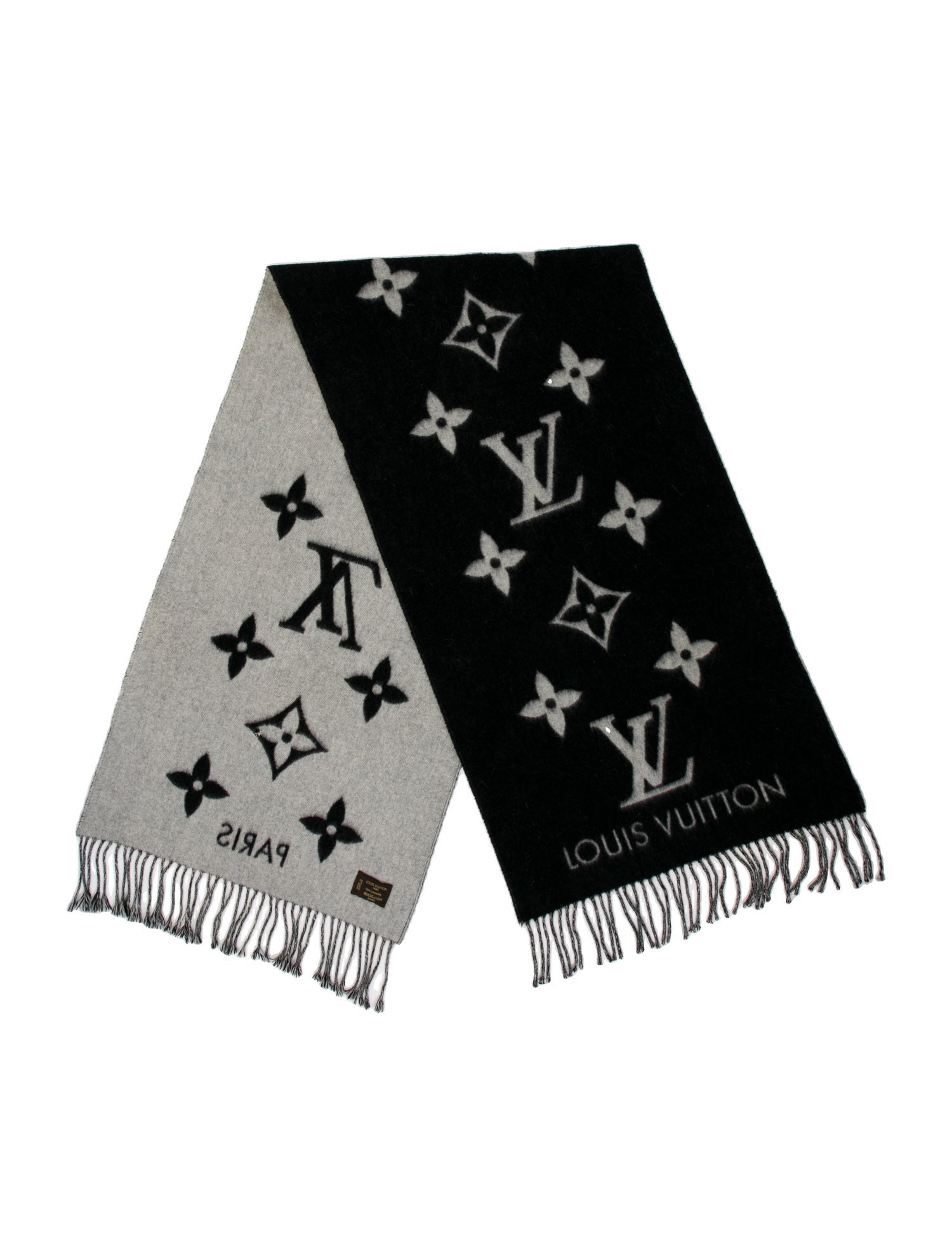 Louis Vuitton Cashmere Monogram Pattern Scarf - Black Scarves and ...