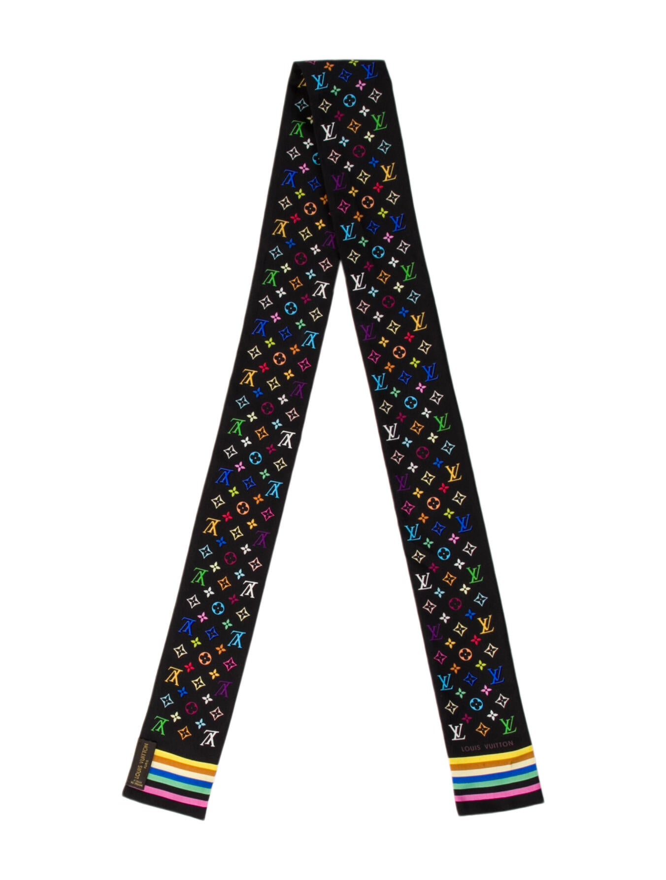 Louis Vuitton Silk Multicolore Monogram Pattern Bandeau - Black Scarves ...