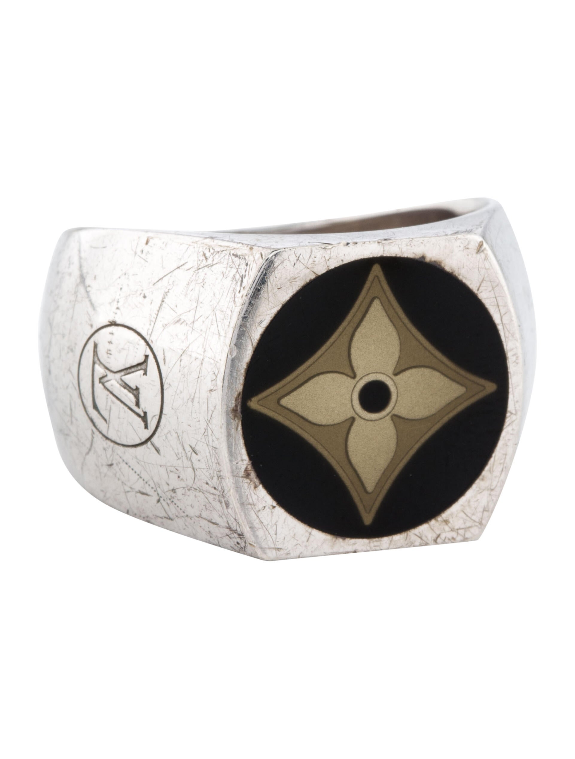 Louis Vuitton Enamel Monogram Signet Ring - Sterling Silver Signet Ring ...