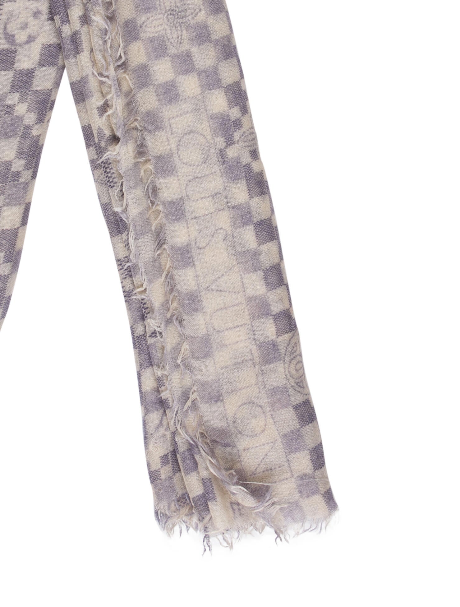 Louis Vuitton Cashmere Damier Azur Pattern Shawl - Neutrals Scarves and ...